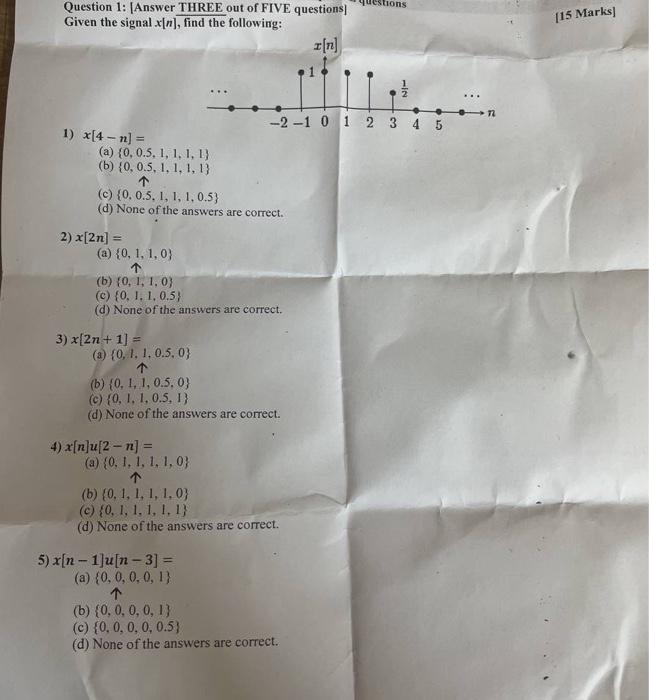 Solved Question 1: [Answer THREE out of FIVE questions] | Chegg.com