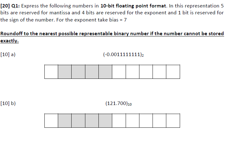 Solved [20] ﻿Q1: Express the following numbers in 10 -bit | Chegg.com