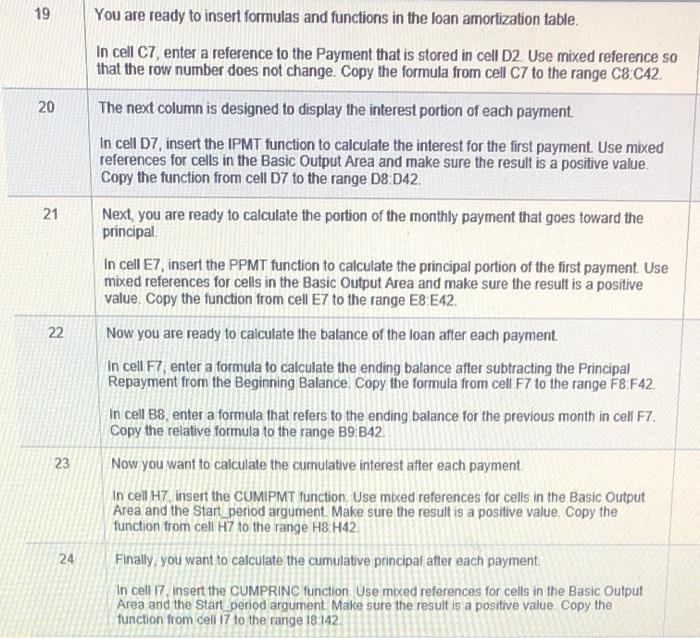 Solved 19 You are ready to insert formulas and functions in | Chegg.com
