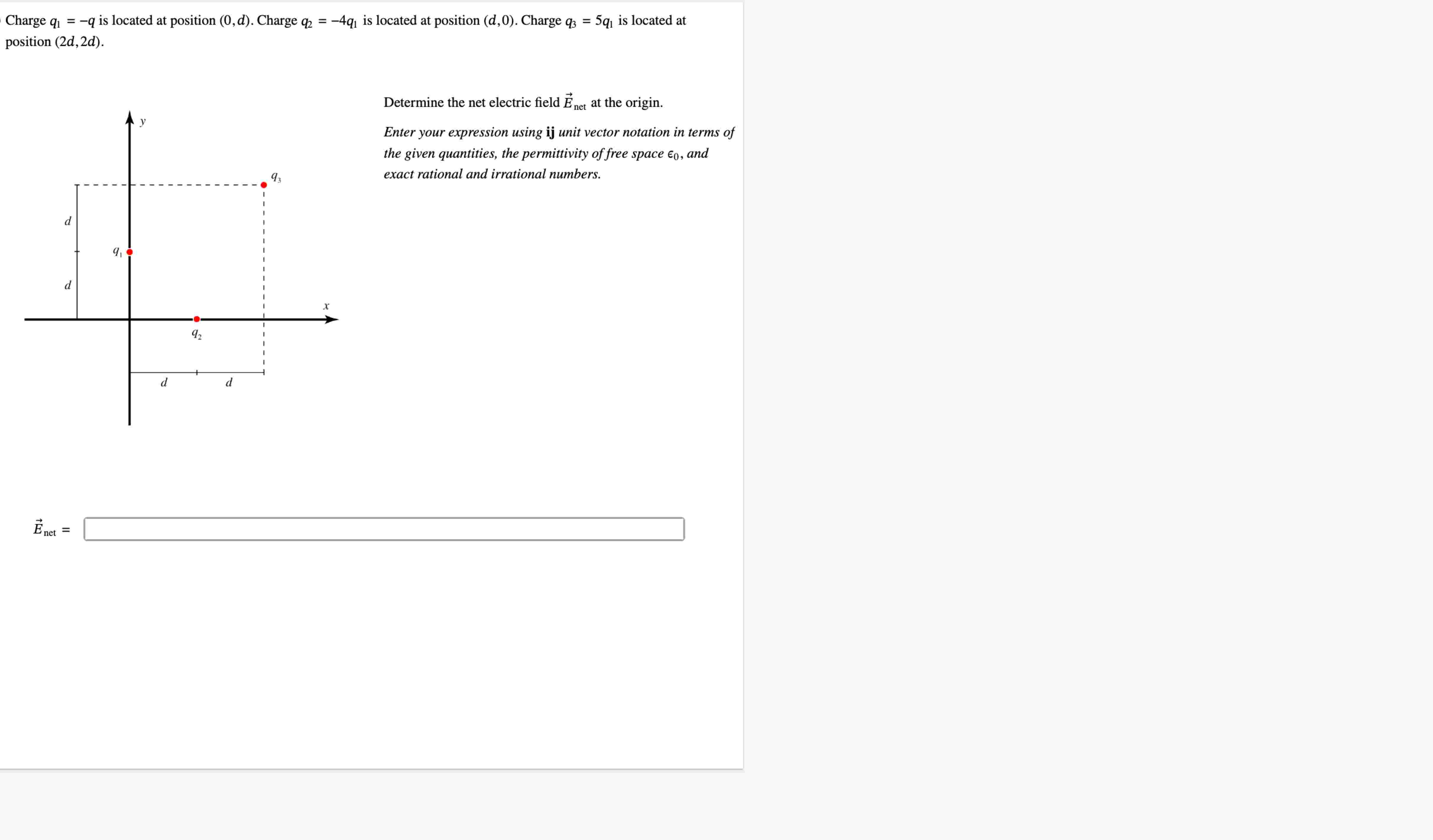 Solved Charge q1=-q is ﻿located at ﻿position (0,d). ﻿Charge | Chegg.com