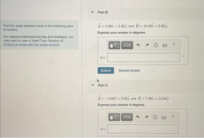 Solved Find the angle between each of the following pairs of | Chegg.com