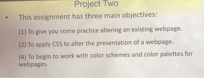 Solved Project Two This assignment has three main | Chegg.com