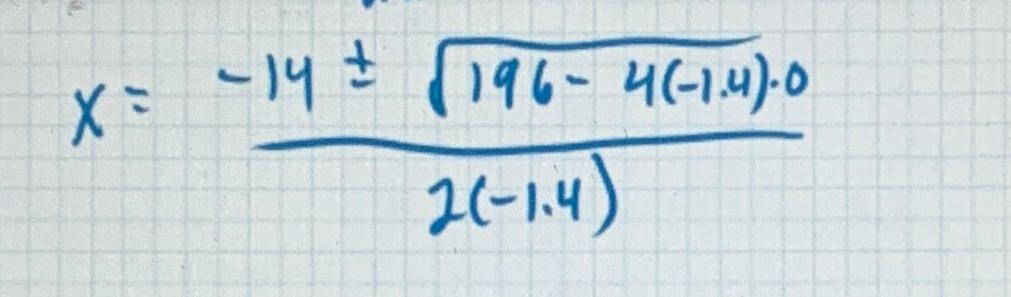 Solved x=-14+-196-4(-1.4)*022(-1.4) | Chegg.com