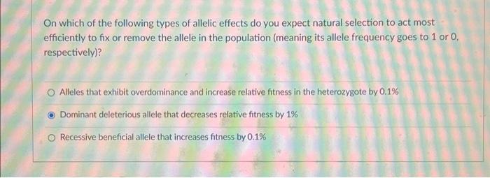 Solved On which of the following types of allelic effects do | Chegg.com