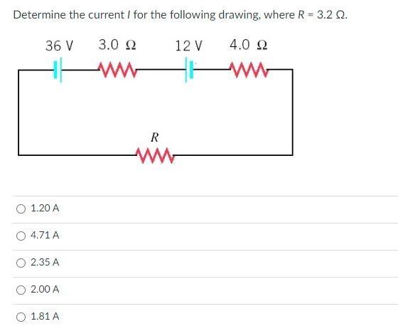 Solved Determine the current I for the following drawing, | Chegg.com
