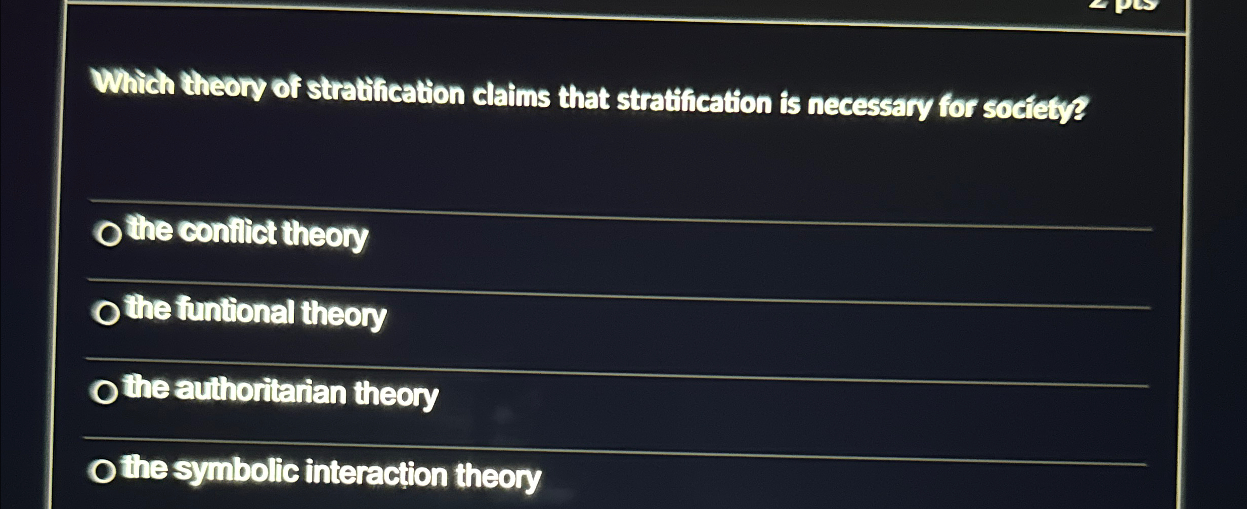 Solved Which theony of stratification claims that | Chegg.com