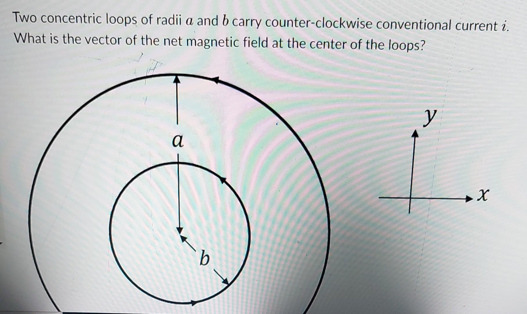 Solved Two concentric loops of radii a and b carry | Chegg.com