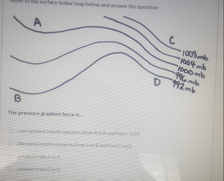 Solved to the surface isobar map below and answer the | Chegg.com