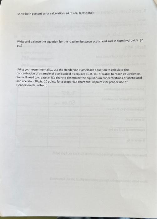 Solved Show both percent error calculations ( 4 pts ea, 8 | Chegg.com