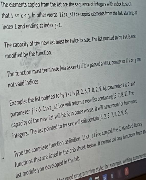 Solved The elements copied from the list are the sequence of | Chegg.com