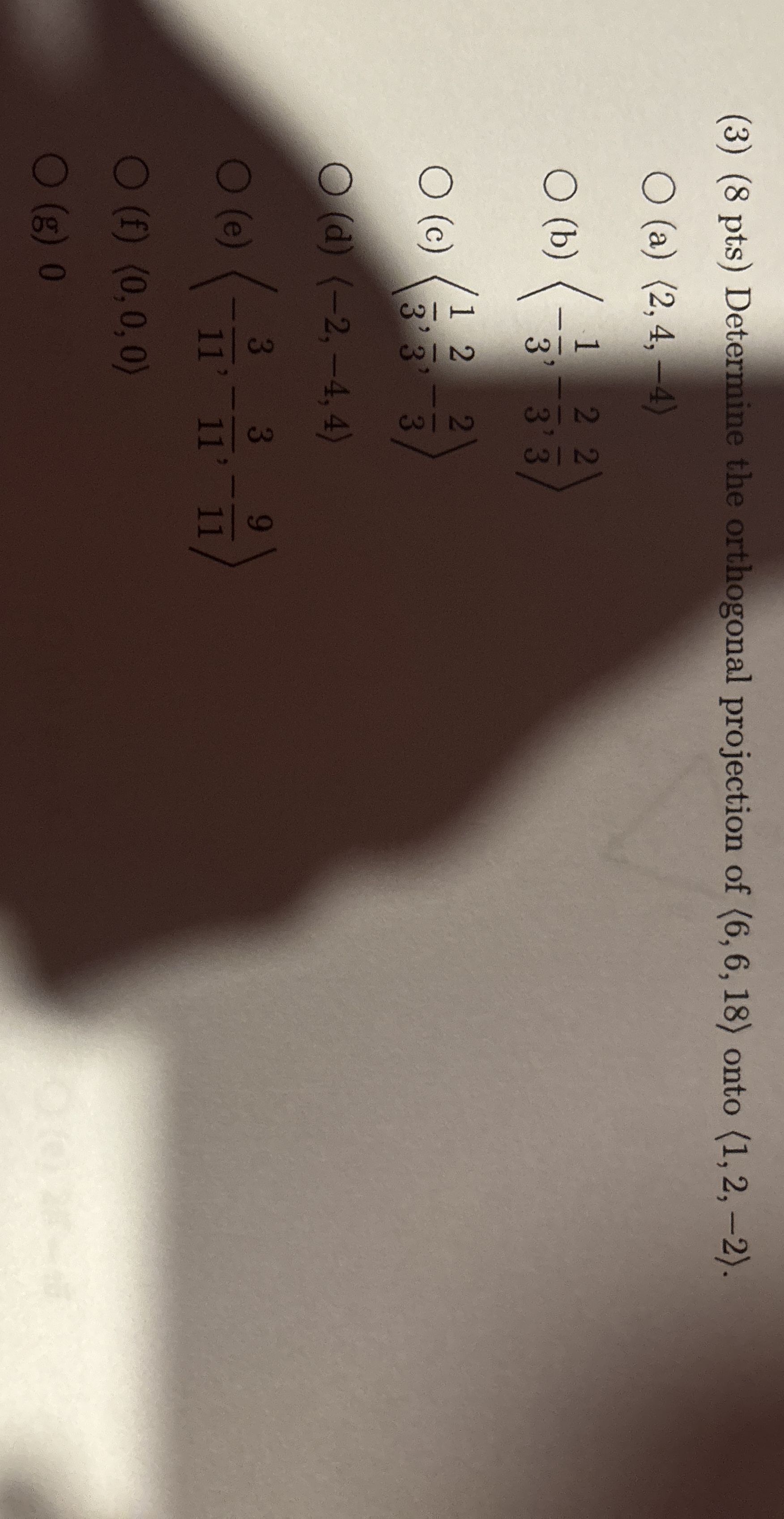 Solved (3) (8 ﻿pts) ﻿Determine the orthogonal projection of | Chegg.com