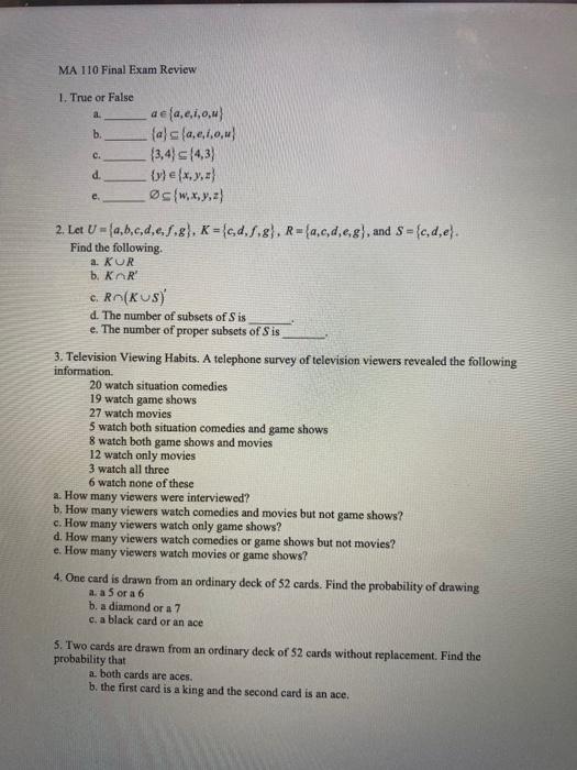 Solved math 110 final exam review i have the answeres i just | Chegg.com