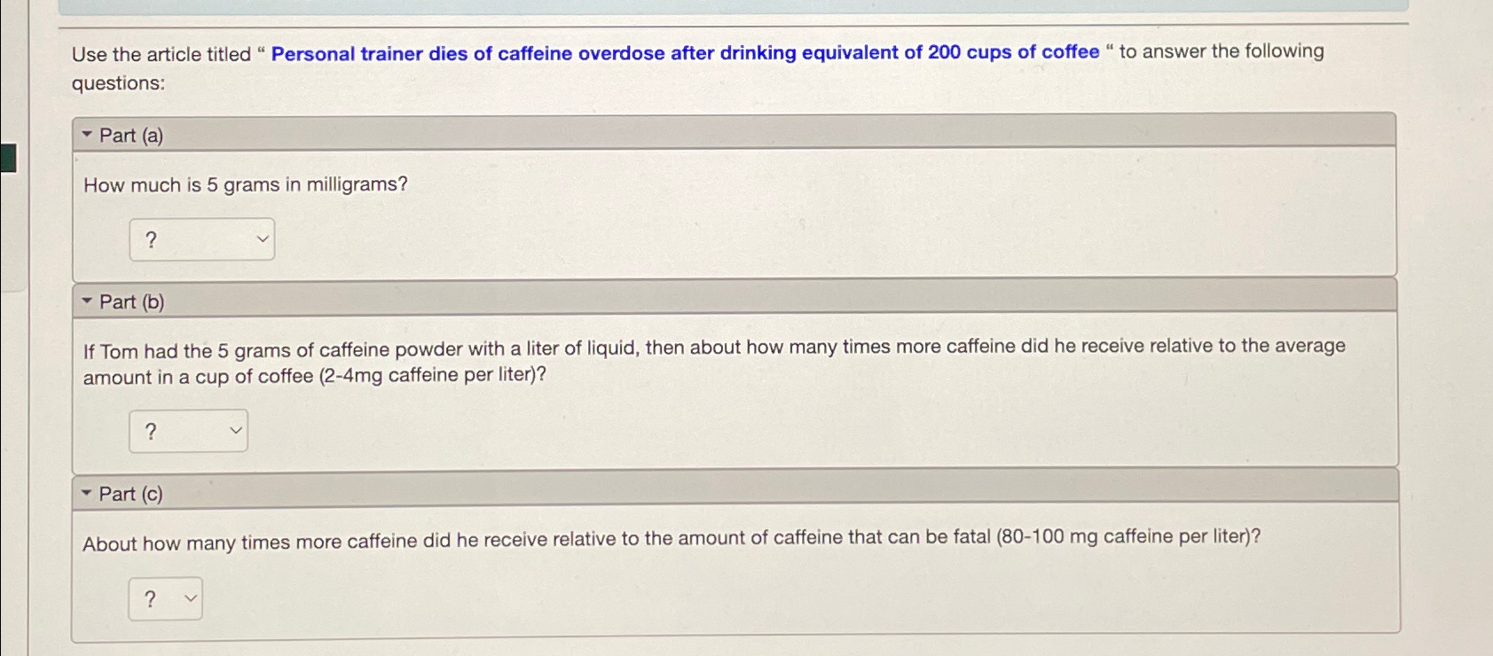 Solved Use the article titled "Personal trainer dies of | Chegg.com