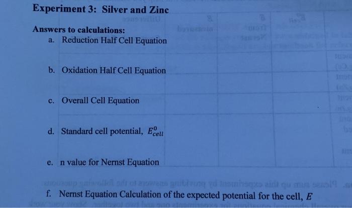 Solved The cell potential measured for this silver and zinc | Chegg.com