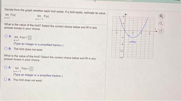 Solved Decide from the graph whether each limit exists. If a | Chegg.com
