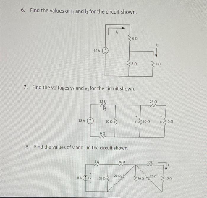Solved 6. Find the values of i1 and i2 for the circuit | Chegg.com
