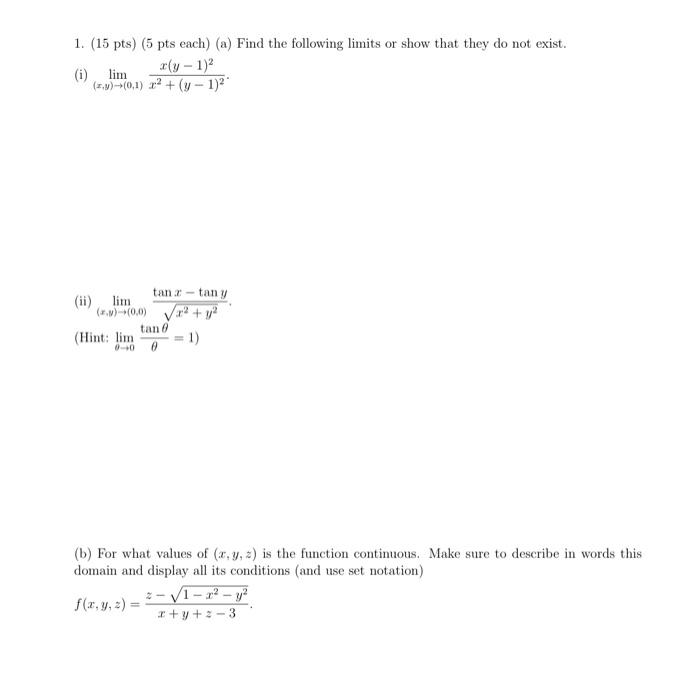 Solved 1. (15 pts) (5 pts each) (a) Find the following | Chegg.com Solved 1. (15 pts) (5 pts each) (a) Find the following | Chegg.com