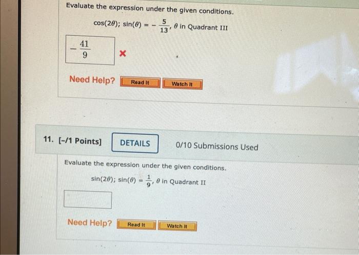 Solved Evaluate the expression under the given conditions. | Chegg.com