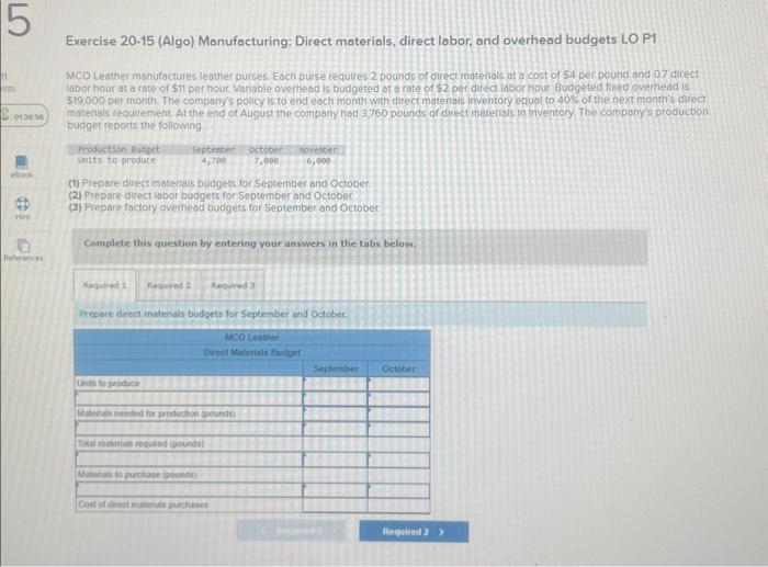 Solved Exercise 20-15 (Algo) Manufacturing: Direct | Chegg.com