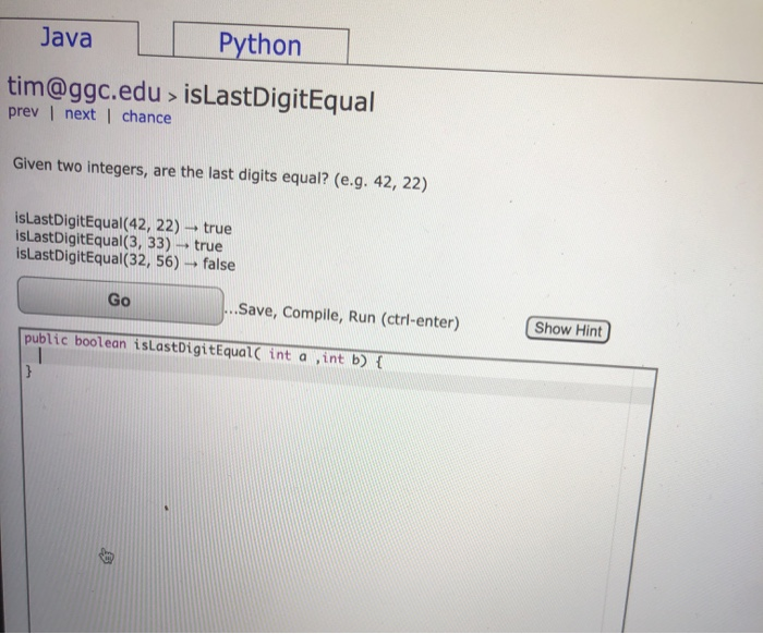 Solved Java Python Tim Islastdigitequal Prev Next 1779