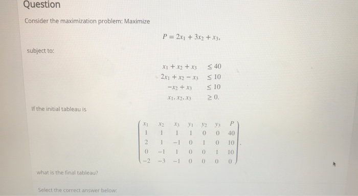 Solved Question Consider the maximization problem: Maximize | Chegg.com