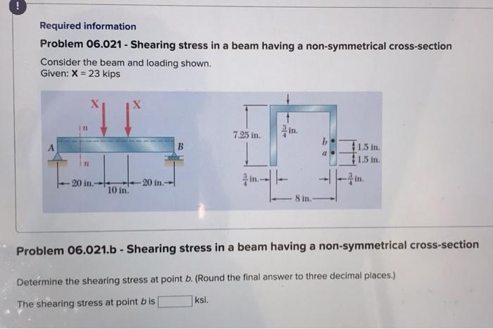 Required information Problem 06.021 - Shearing stress | Chegg.com