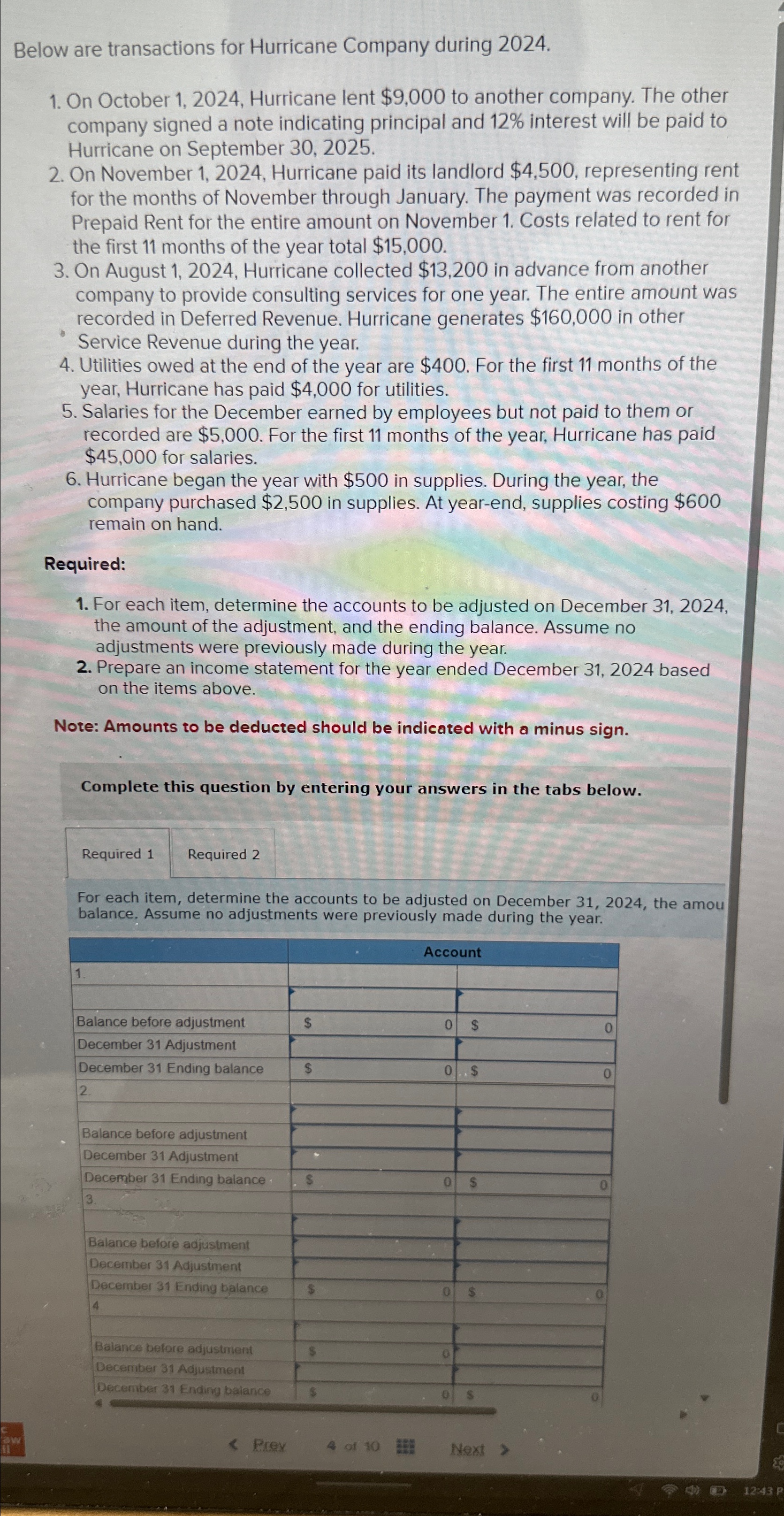 Solved Below are transactions for Hurricane Company during | Chegg.com