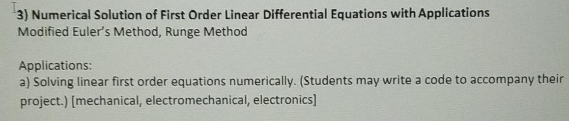 Solved 3) Numerical Solution of First Order Linear | Chegg.com