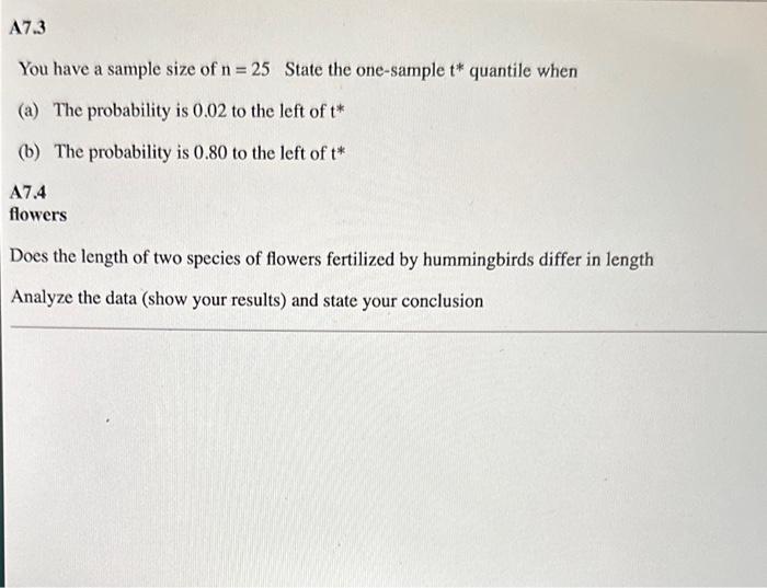 Solved You have a sample size of n=25 State the one-sample | Chegg.com
