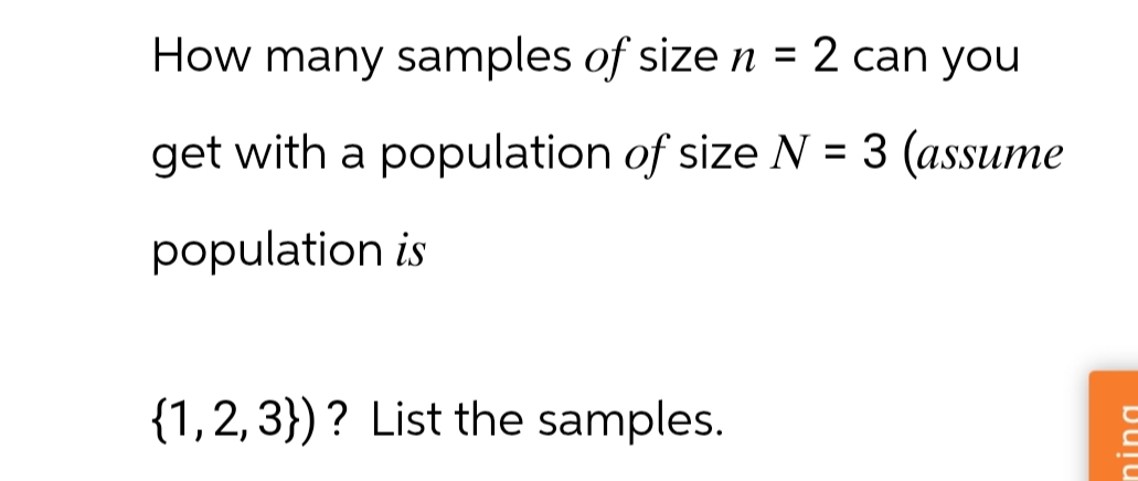 Solved How many samples of size n=2 ﻿can you get with a | Chegg.com