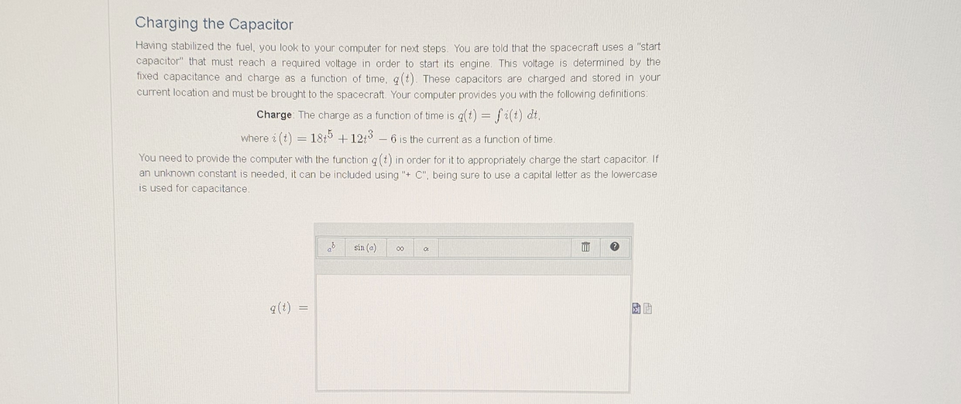 Solved Charging the CapacitorHaving stabilized the fuel, you | Chegg.com