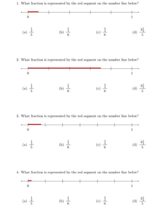 Solved 1. What fraction is represented by the red segment on | Chegg.com