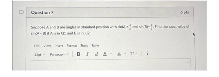 Solved Suppose A and B are angles in standard position with | Chegg.com