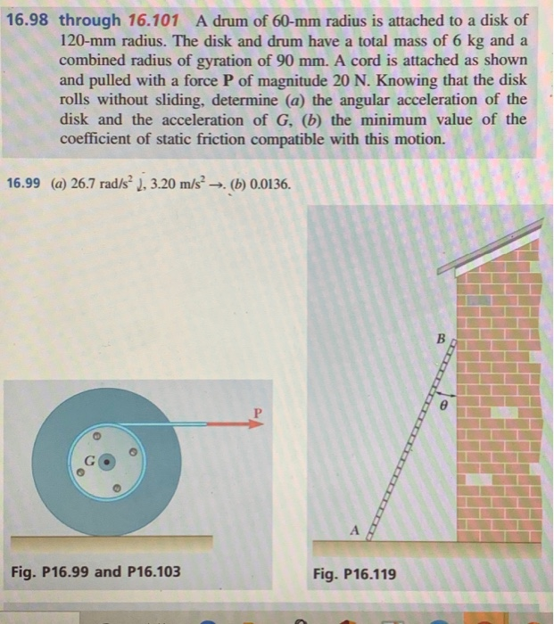 Solved 16.98 through 16.101 A drum of 60-mm radius is | Chegg.com