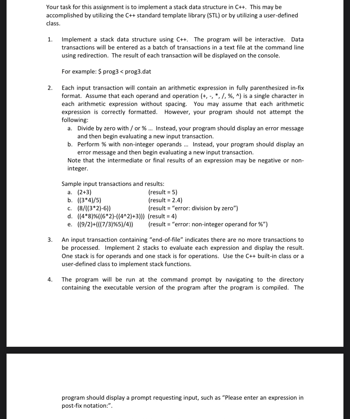 Your task for this assignment is to implement a stack | Chegg.com