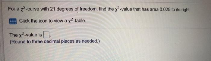 Solved For a x2-curve with 21 degrees of freedom, find the | Chegg.com