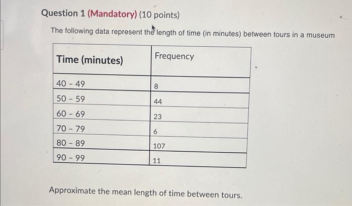 Solved the following data represent the length of time in | Chegg.com
