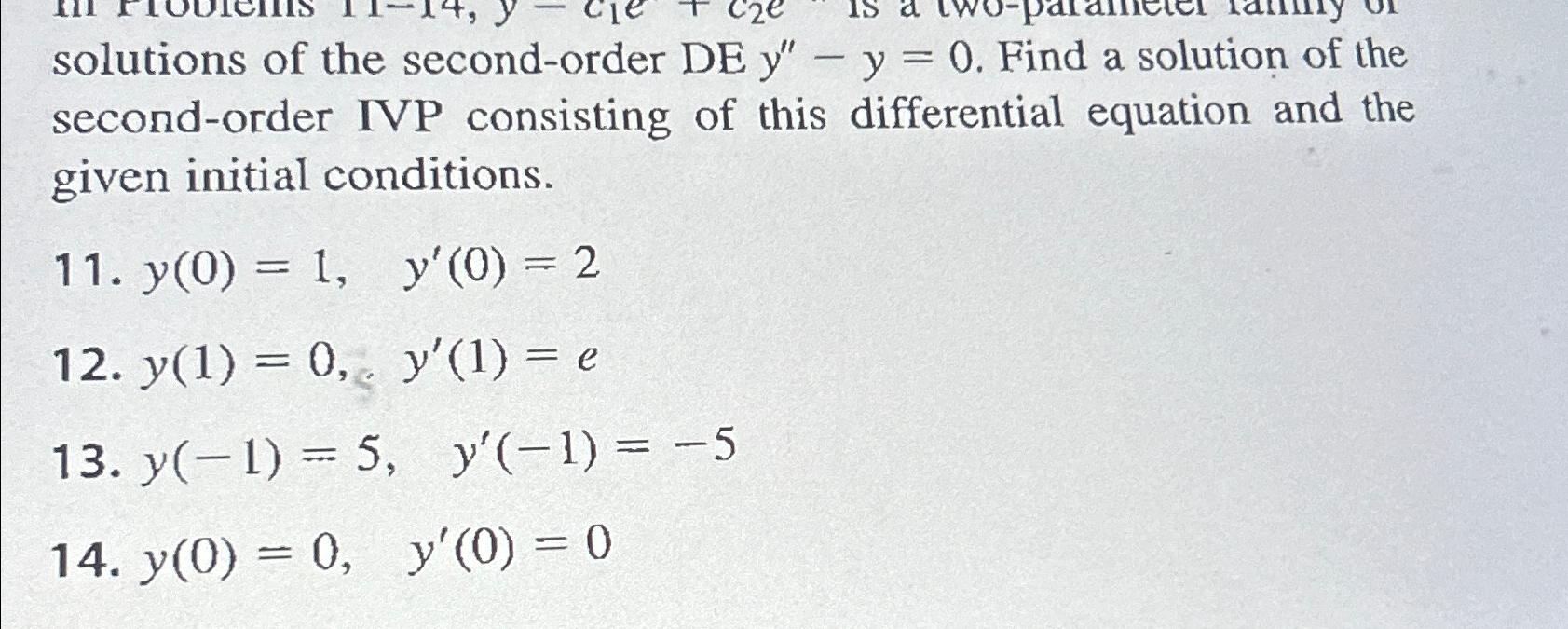 Solved solutions of the second-order DE y^('')-y=0. Find a | Chegg.com