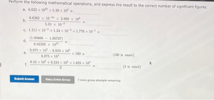 Solved Perform the following mathematical operations, and | Chegg.com