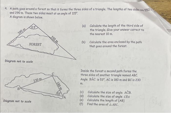 Solved 4. A path goes around a forest so that it forms the | Chegg.com