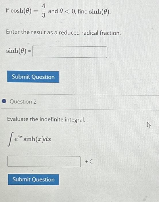 4 If cosh (0) = 1/3 and 0
