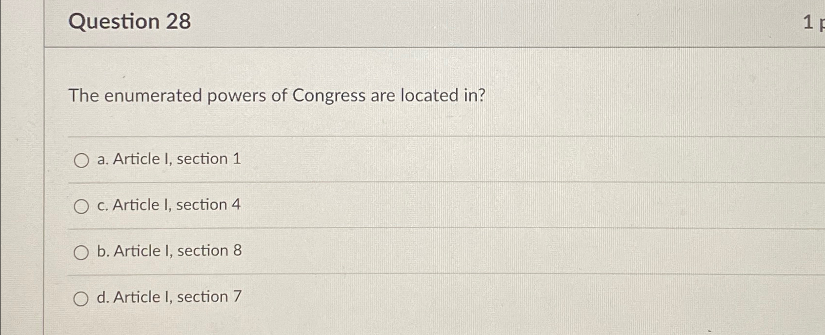 Solved Question 28The enumerated powers of Congress are | Chegg.com