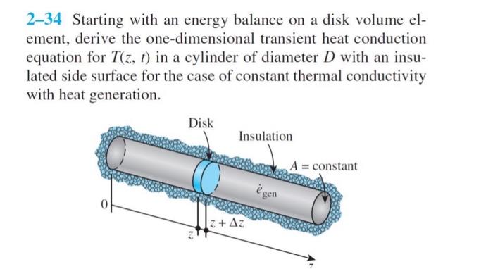Solved 2-34 Starting with an energy balance on a disk volume | Chegg.com