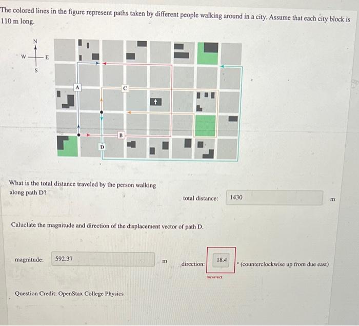 Solved The colored lines in the figure represent paths taken | Chegg.com