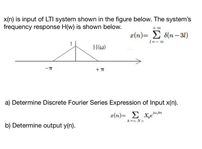Solved +00 x(n) is input of LTI system shown in the figure | Chegg.com