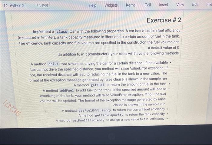 Solved Implement a class Car with the following properties. | Chegg.com