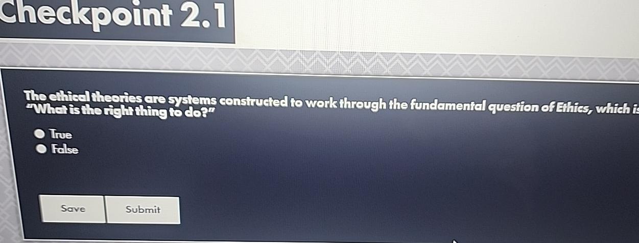 Solved checkpoint 2.1The cthicel theories are systems | Chegg.com