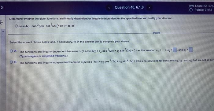 Solved Determine whether the given functions are linearly | Chegg.com