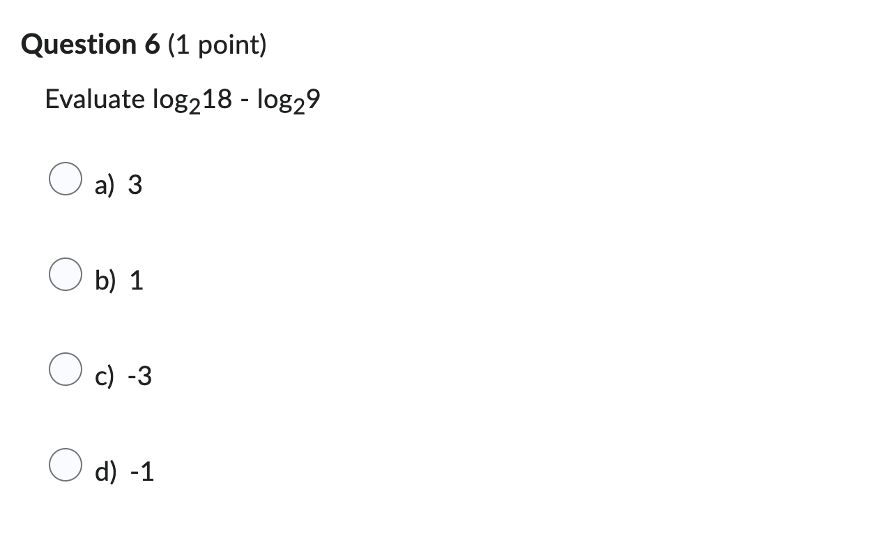 Solved Question 6 (1 ﻿point)Evaluate | Chegg.com