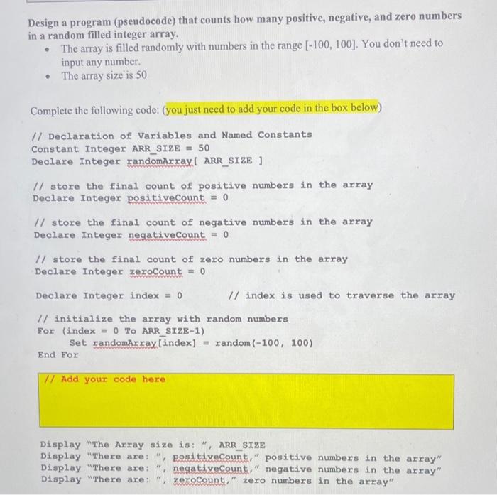 Solved Design a program (pseudocode) that counts how many | Chegg.com
